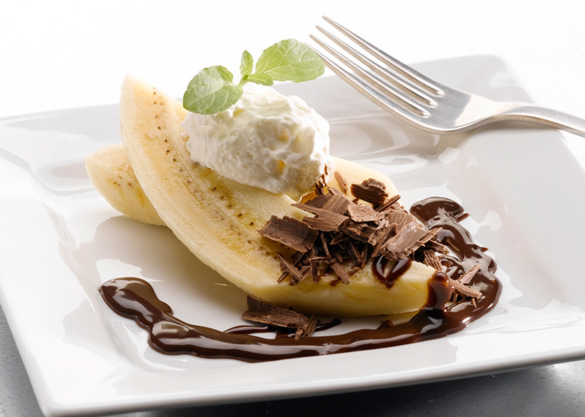 Banana split - klassisk dessert - Recept | Odense Marcipan